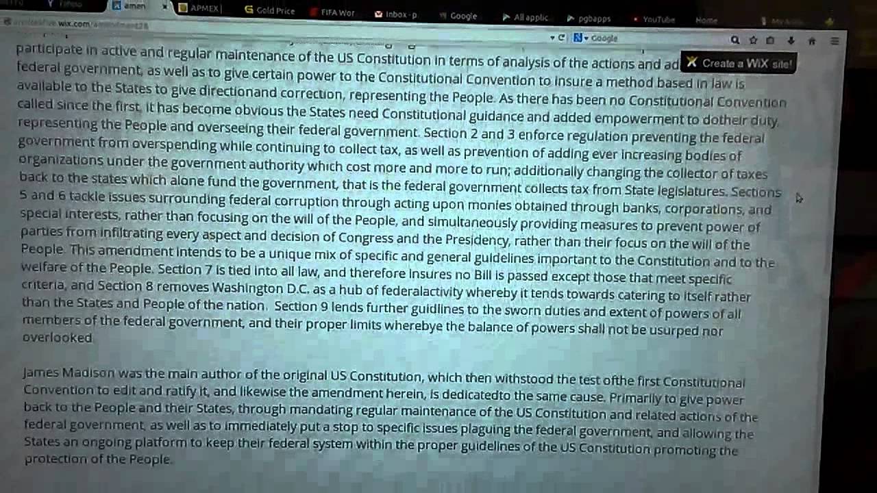 Proposal for Amendment 28 to the US Constitution - YouTube