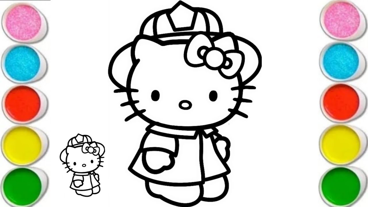 Cute Hello Kitty Fire Fighter Easy and Colorful drawing & colours ...