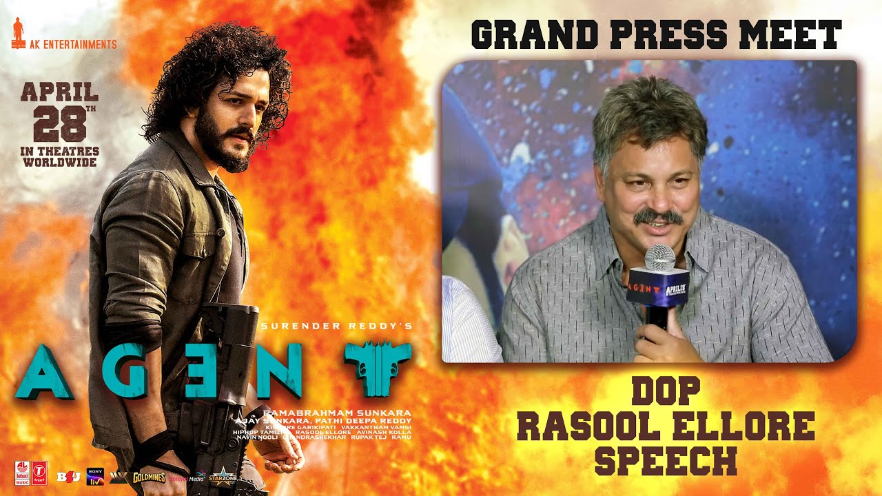 DOP Rasool Ellore Speech @ Agent Movie Press Meet - YouTube