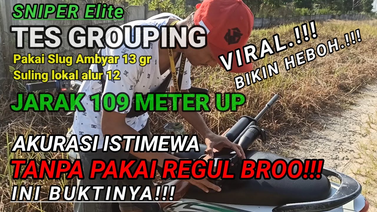 Tes grouping 100 meter UP menggunakan AMBYAR SLUG 13 gr , fps 940 , 14 ...