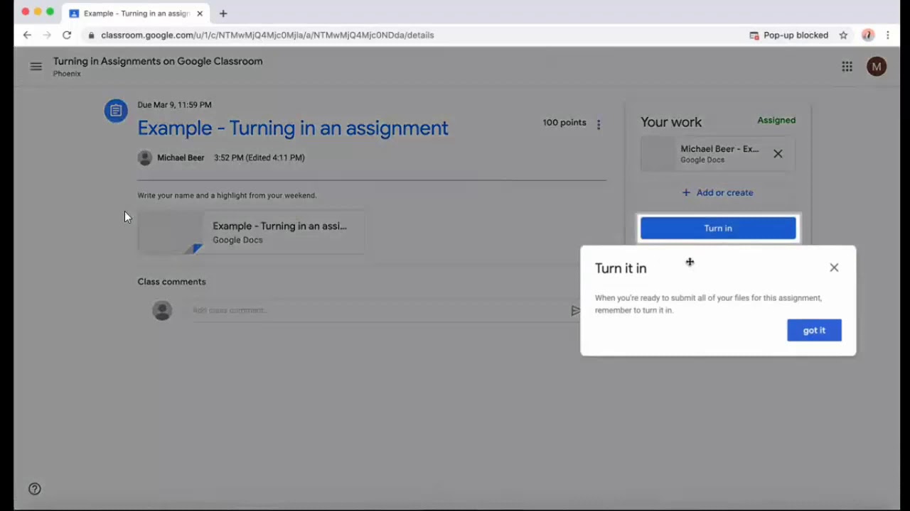 How To Turn In An Assignment To Google Classroom YouTube How To Turn In An Assignment To Google Classroom YouTube