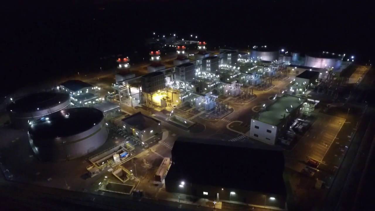 Avon Peaking Power Plant by night - YouTube