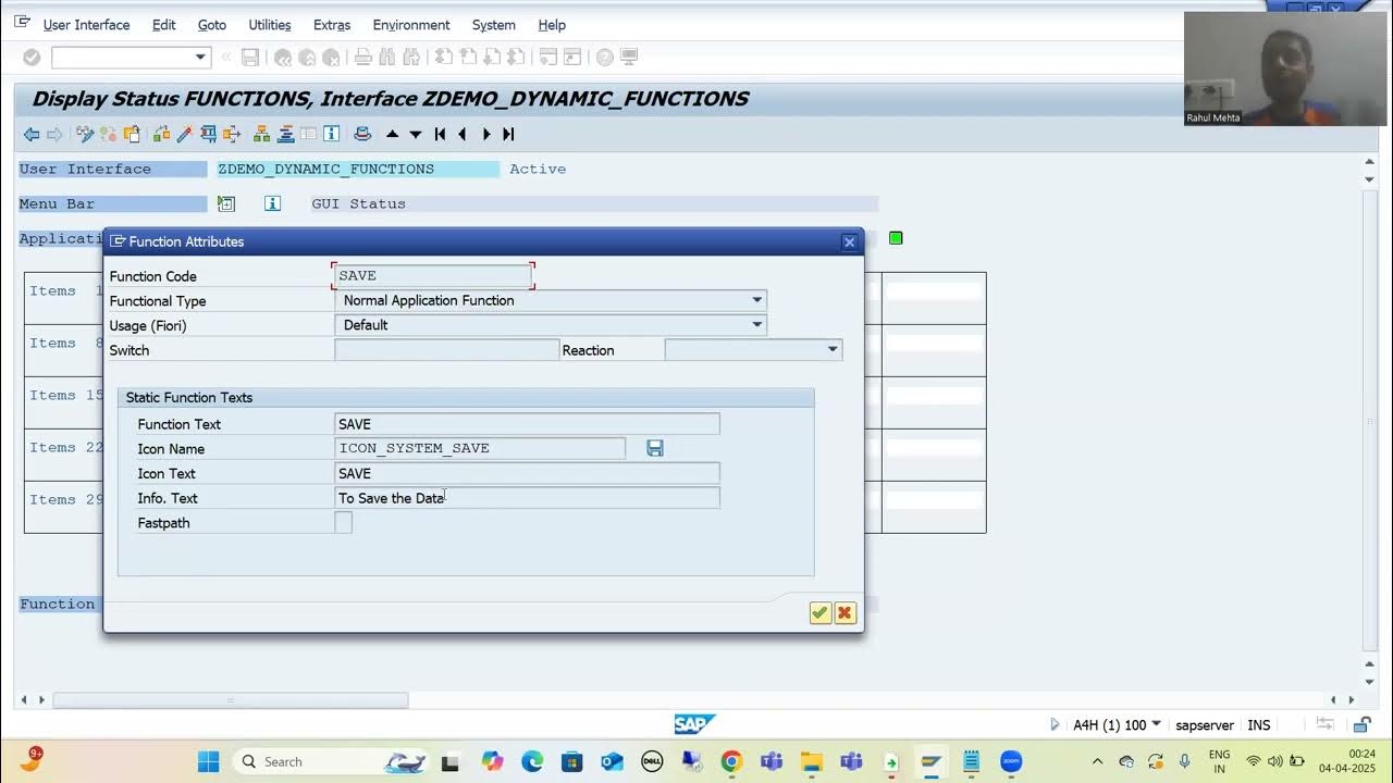 82 - Additional ABAP Concepts - PF STATUS - Dynamic Functions Part4 - YouTube