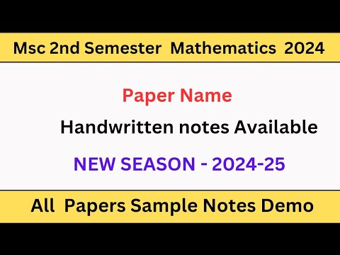 Msc 2nd semester Handwritten notes Sample || paper Name || New season ...