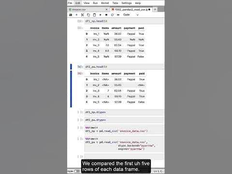 Using Pandas 2.0 and PyArrow backend to read csv files faster - YouTube