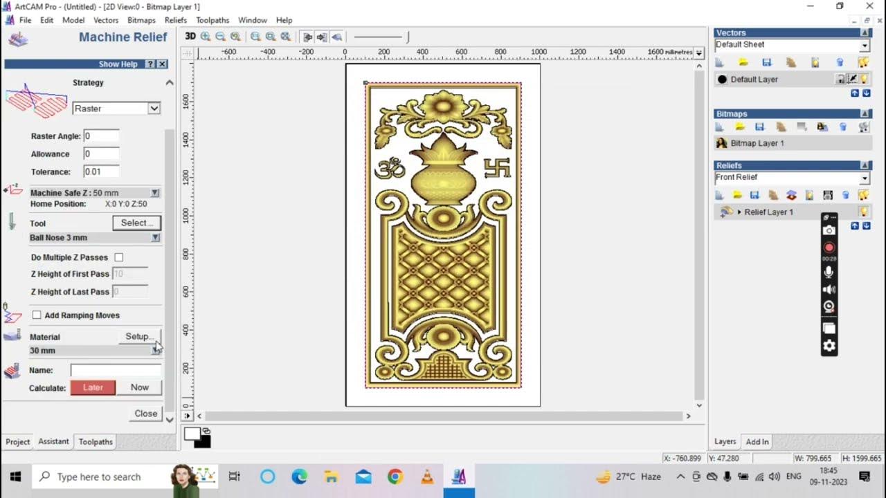 how to make Artcam 3D Toolpaths kaise karna - YouTube