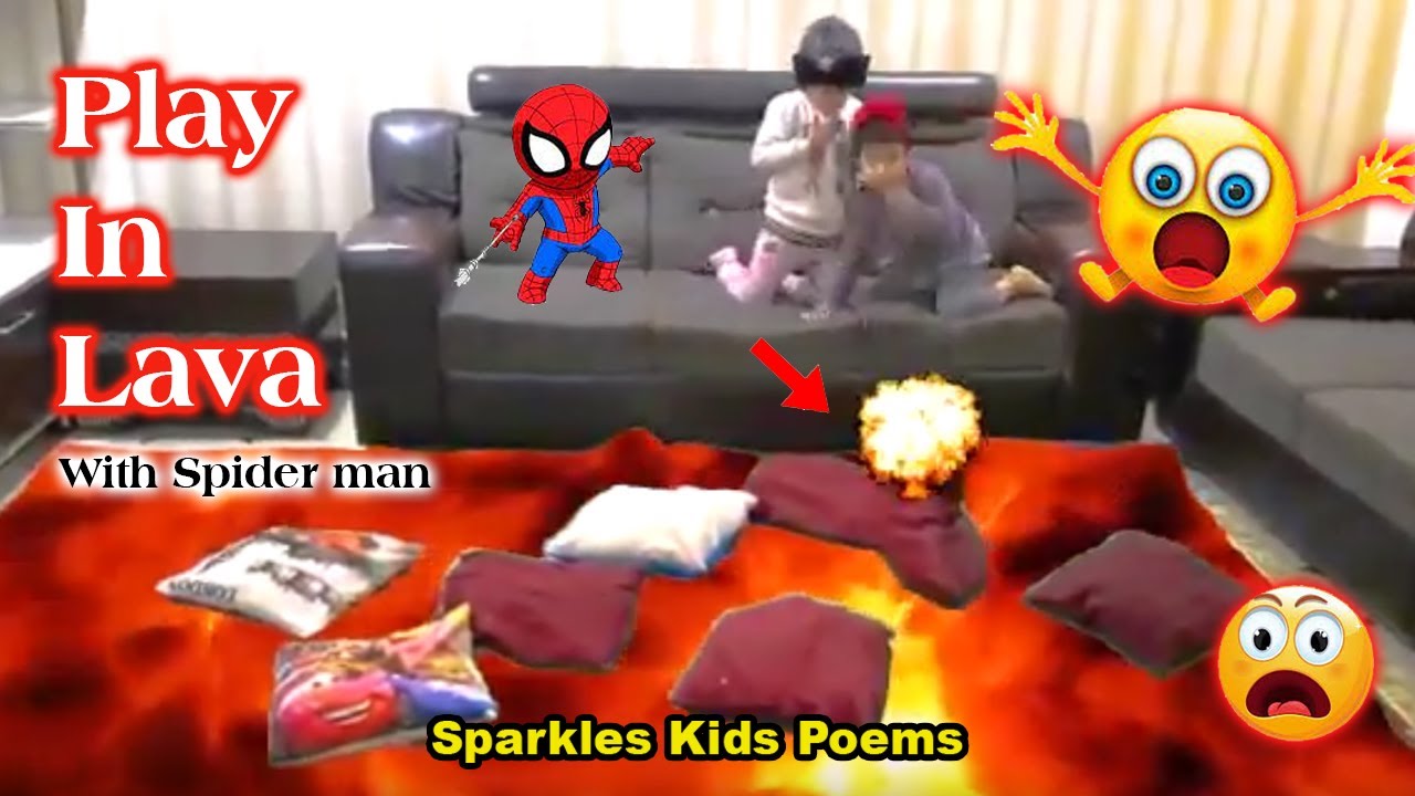 Kids play floor is lava | Play with spider man | Sparkles Kids Poems ...