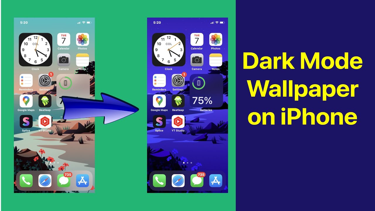 Dark Mode in iPhone iOS 14 - Changing color and dim the wallpaper ...