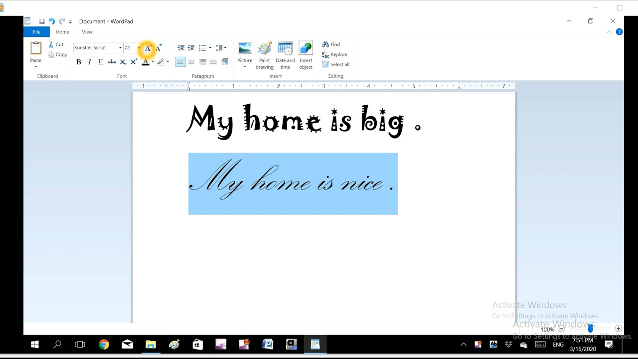 WordPad Program (Grade 1/part 2) - YouTube