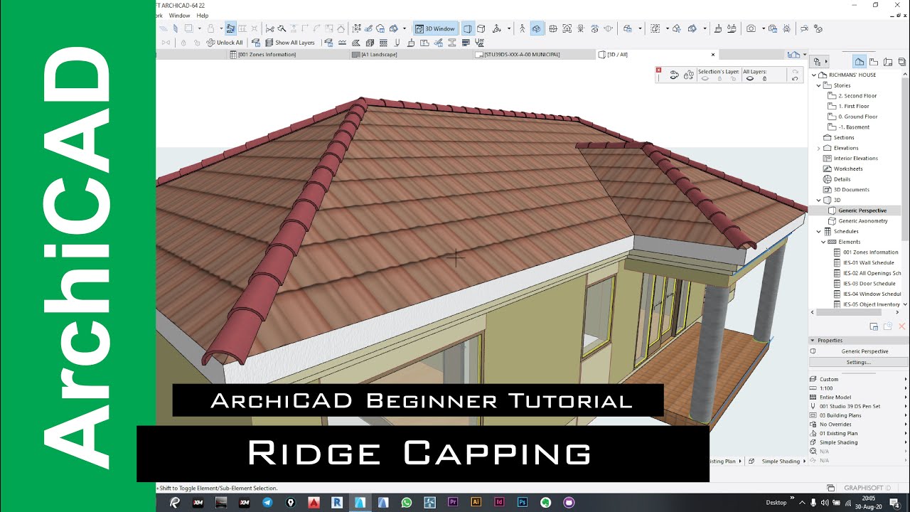 ArchiCAD Beginner Tutorial | Ridge Capping and Roof Decor - YouTube