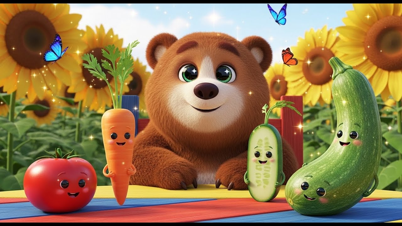Learn 20 Easy Vegetables Names with Bear | Educational Song for Kids ...