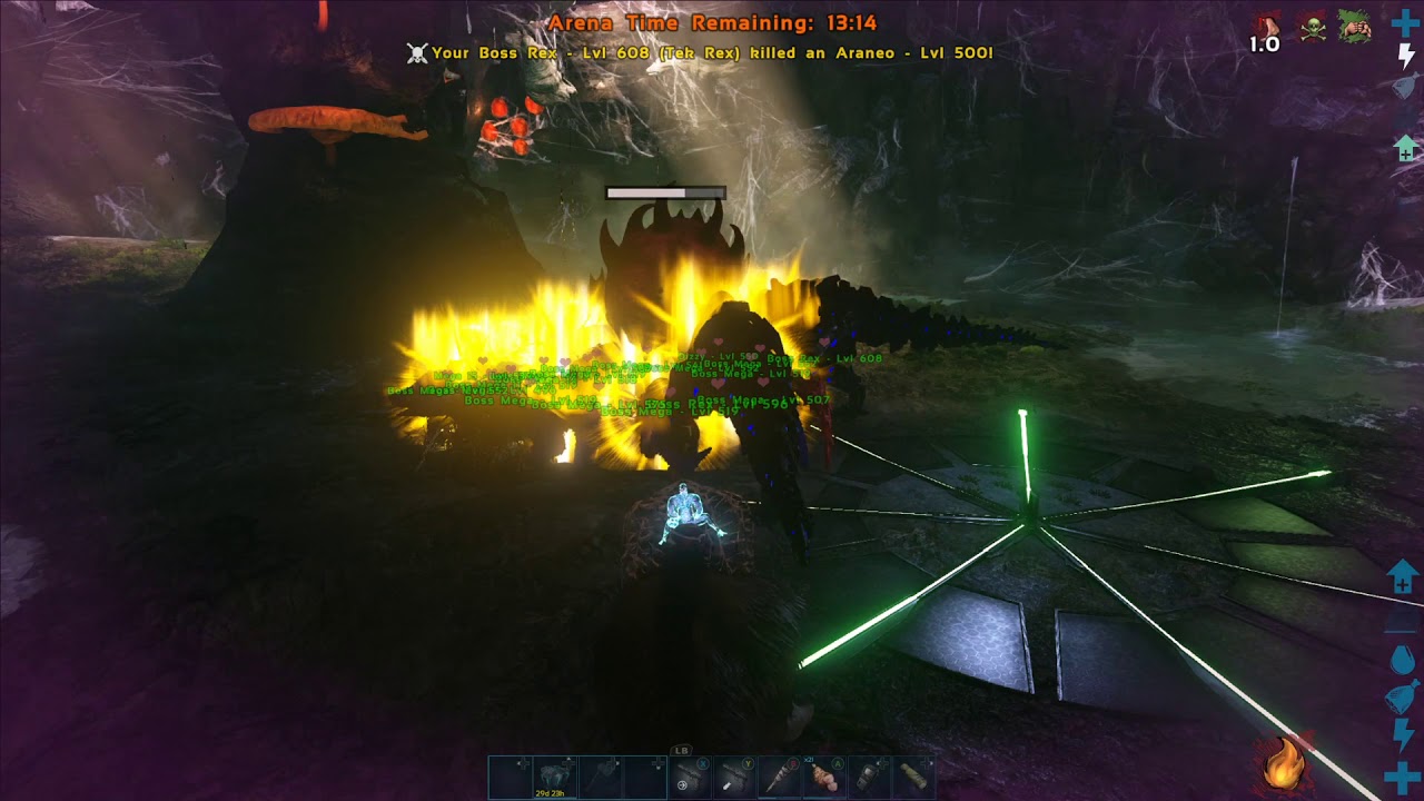 Ark Purple Frog Alpha Broodmother with Megatheriums - YouTube