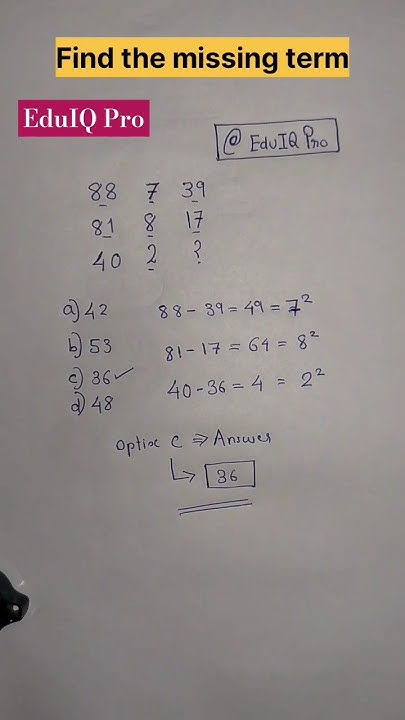 Find the Missing term from the pattern Logical Reasoning question ...