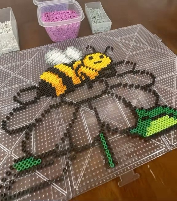 Just BEEING lazy - bee perler bead art #perlerbeadart #beadartist # ...