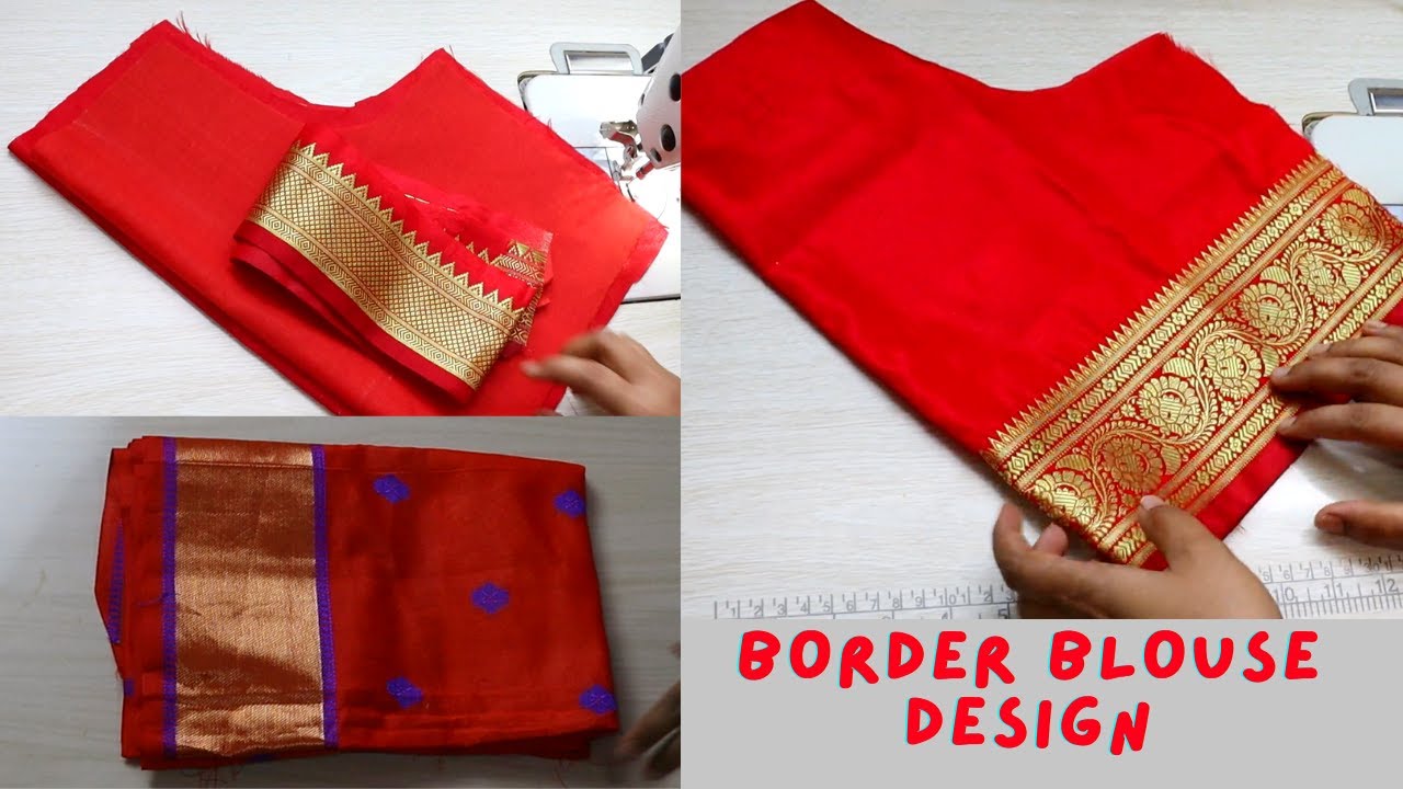 Border Blouse Designs 2x speed | Cutting and Stitching back neck ...