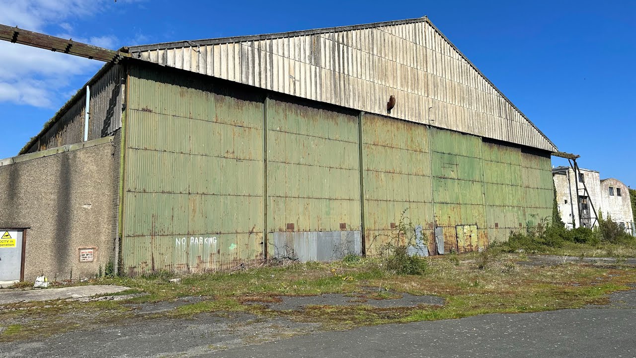 Old Saunders-Roe/ Lairds factory, Beaumaris Anglesey, Dji mini 2 drone ...