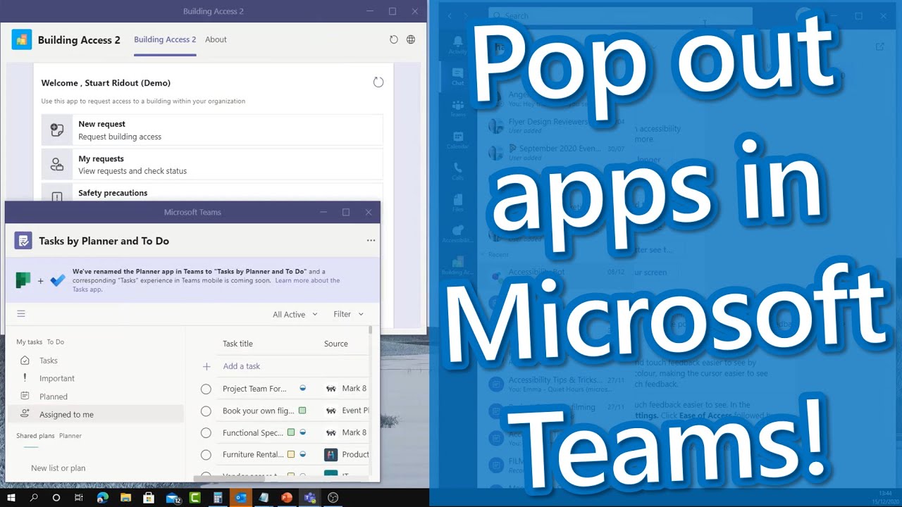 Pop Out Apps available in Microsoft Teams - YouTube