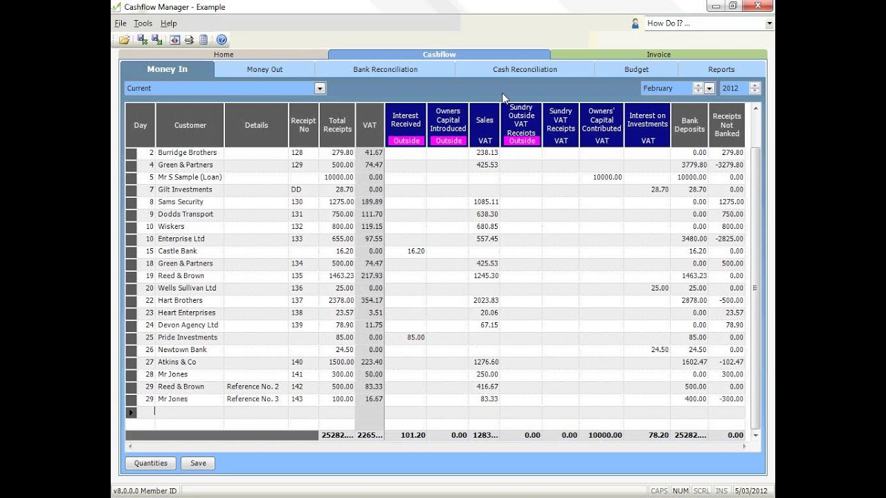 How to Record Money In and Money Out in Cashflow Manager Bookkeeping ...