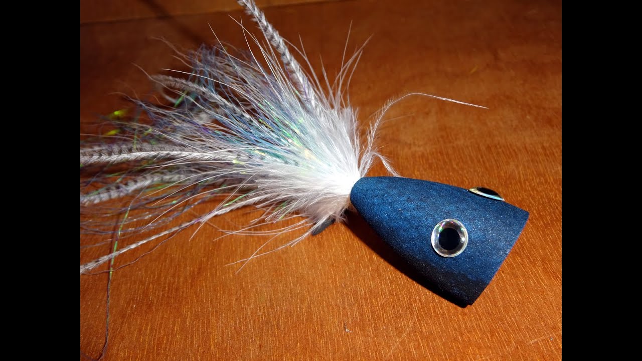 Snoek streamer maken - Popper Black & Blue (Pike Popper Fly tying ...