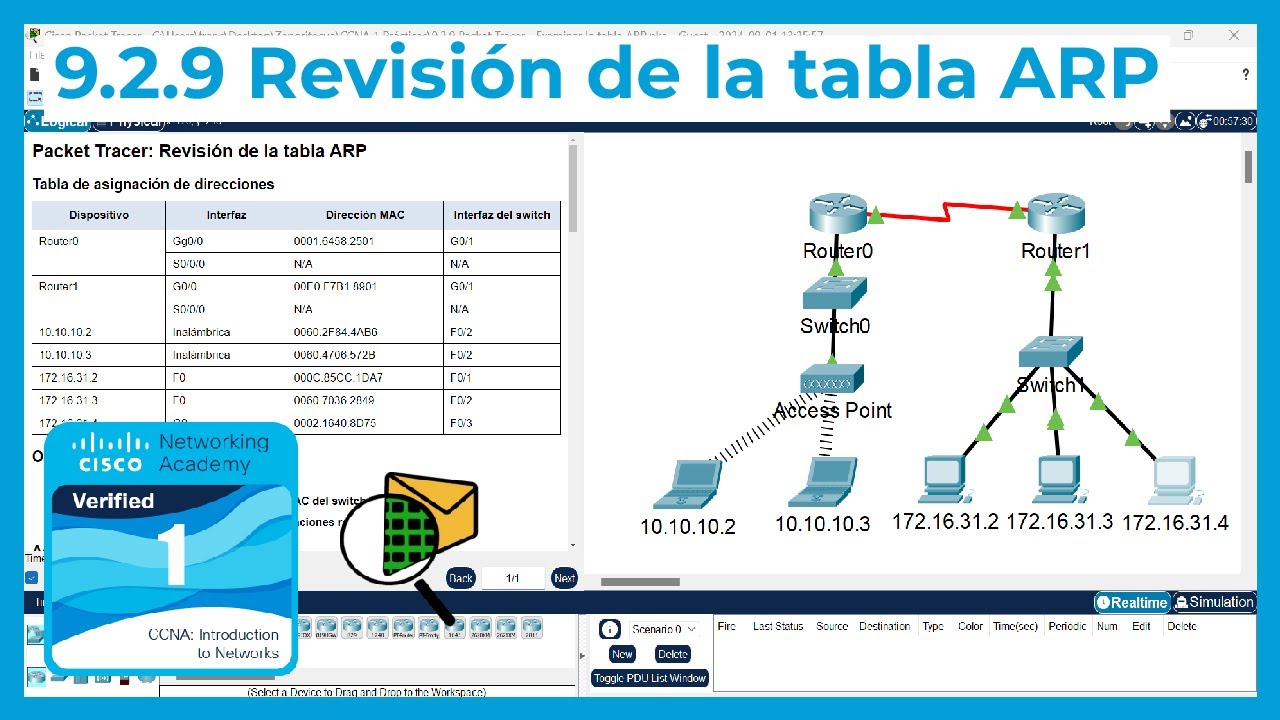 9.2.9 Packet Tracer 🔍📨 - Revisión de la tabla ARP (CCNA Curso 1) - YouTube