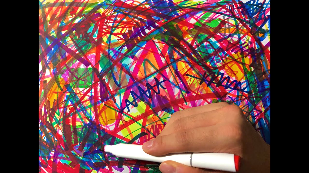 Coloful Abstract Paintimg With Art Marker | Pop Line Challenge ...