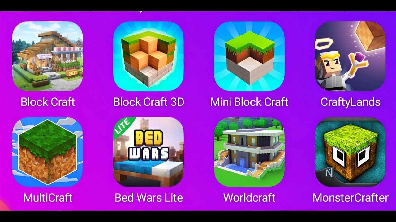 Block Craft,MultiCraft,Bed Wars Lite, Block Craft 3D,Mini Block Craft,WorldCraft,MonsterCrafter ...