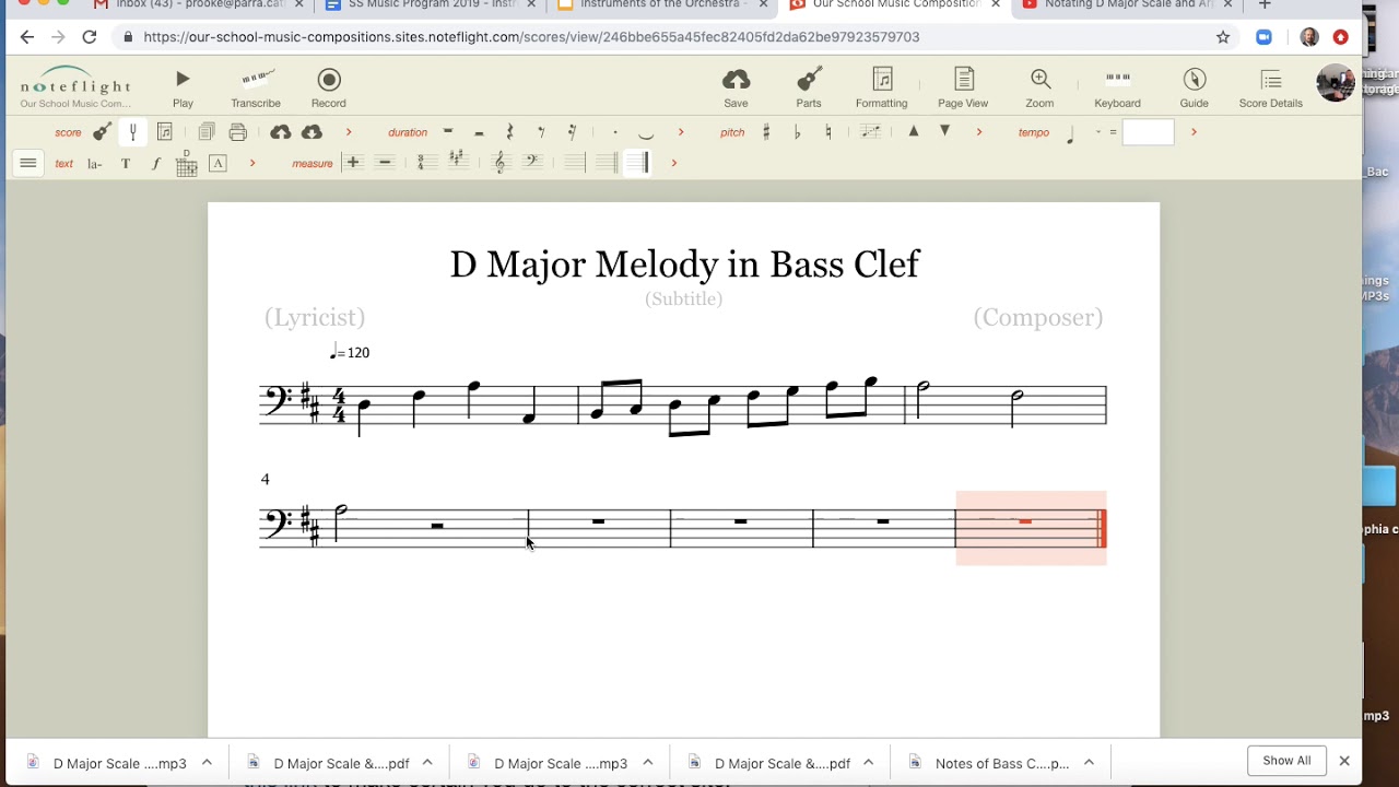 Composing a Melody in D Major Bass Clef - YouTube
