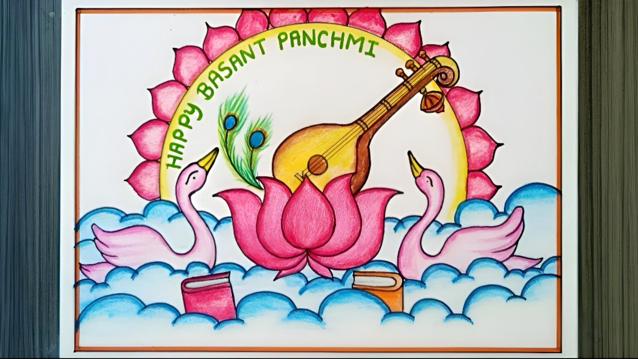 Vasant Panchami Drawing | Vasant Panchami Drawing Easy Step | How to ...