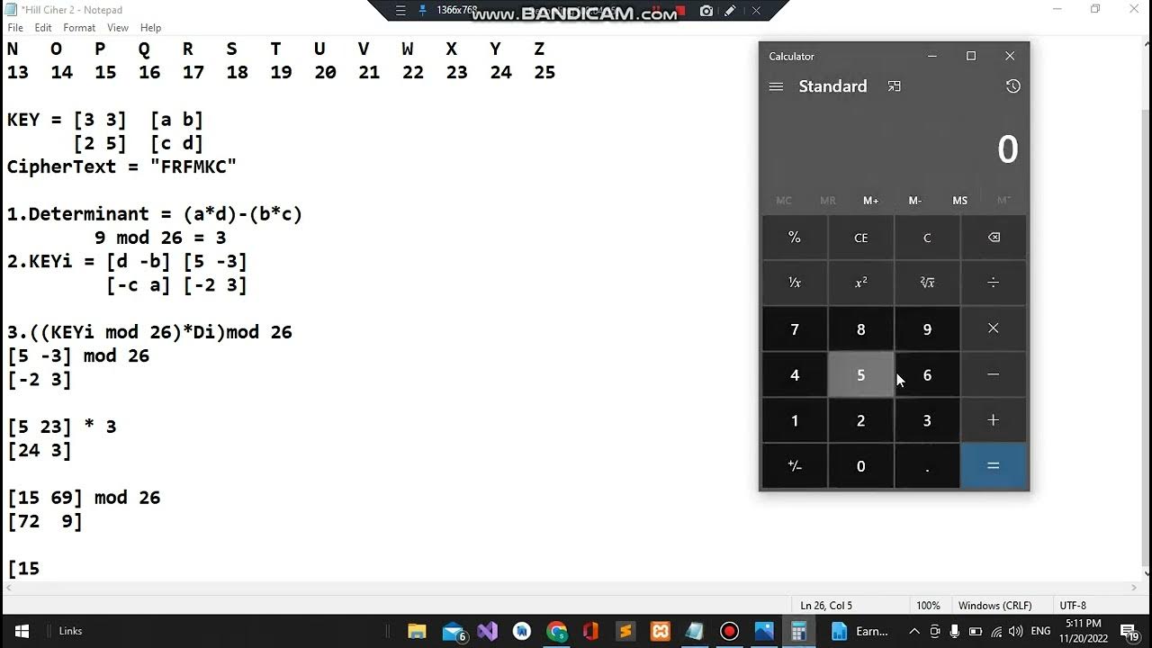 Hill Cipher 2x2 Part2 Encryption And Decryption In Kurdish Youtube