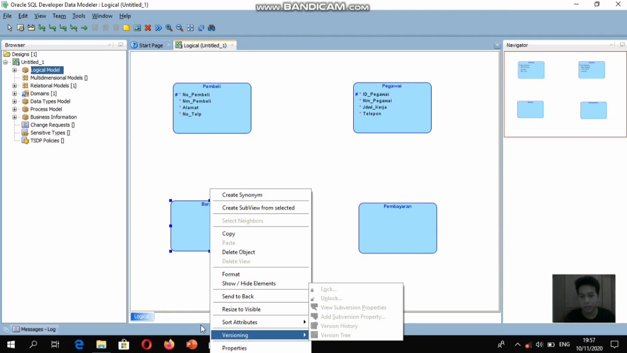 Membangun ERD Model Logis dan Model Rational menggunakan SQL Developer ...