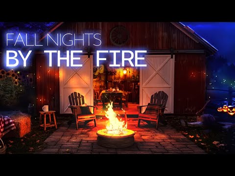 Fall Night Ambience: Relaxing by the Fire as the Sun Goes Down - YouTube