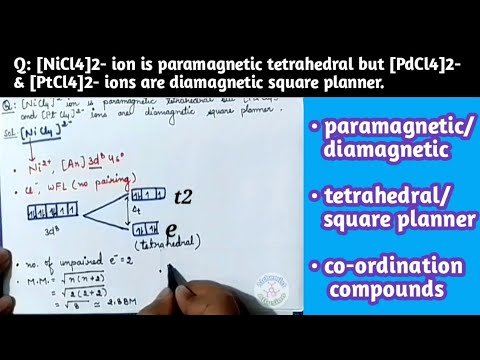 [NiCl4]2-ion is paramagnetic tetrahedral but [PdCl4]2-&[PtCl4]2-ions ...