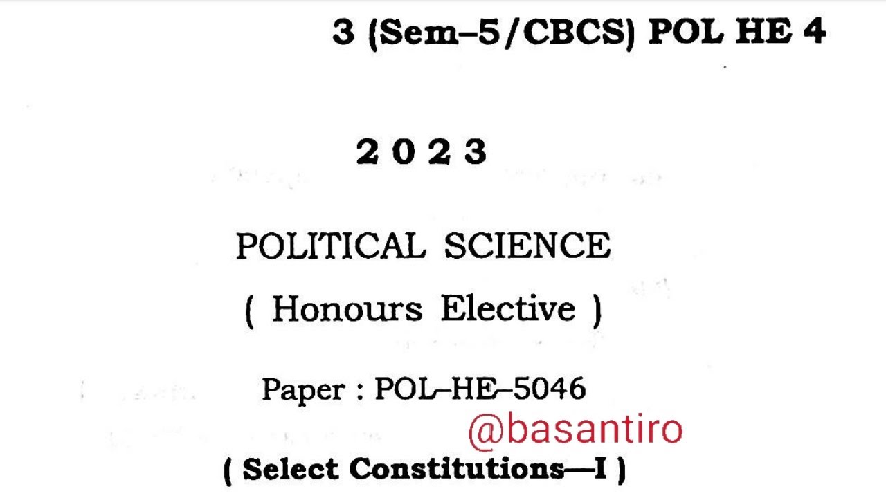 BA 5th sem political science Honours elective paper HE 4 select ...