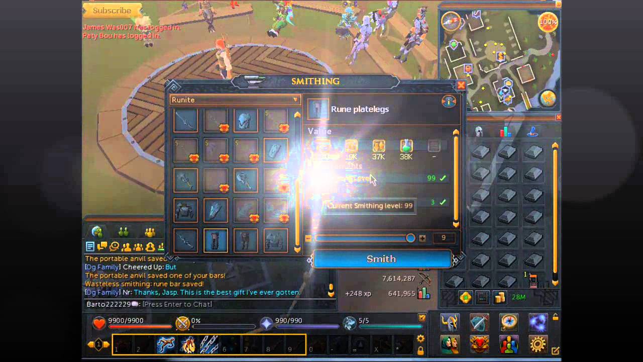 RuneScape - Smithing Rune Items on Portable Forge - YouTube