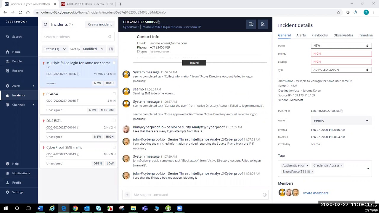 CyberProof Demo: Failed Login | SOC SIEM SOAR Platform - YouTube