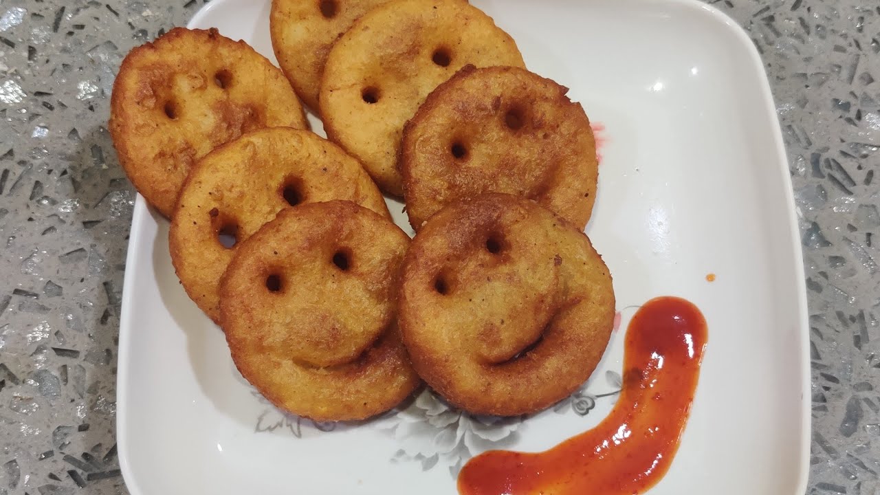 Just home made--potato smiley ( snacks fr kids ) - YouTube