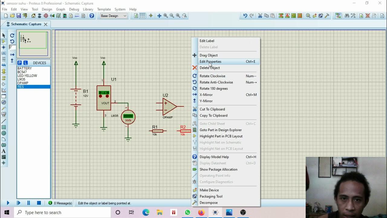 Simulasi sensor suhu di proteus dengan LM35 - YouTube