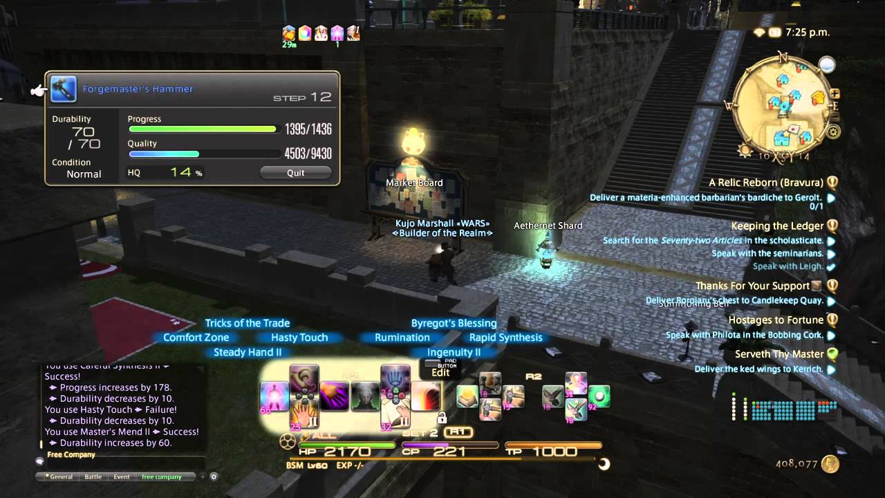 FF14 ForgeMaster's Hammer 100% quality rotation - YouTube