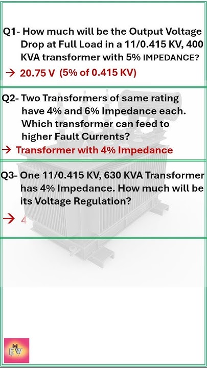Interview Questions on Transformers | Percentage Impedance of Transformer | Voltage Regulation ...