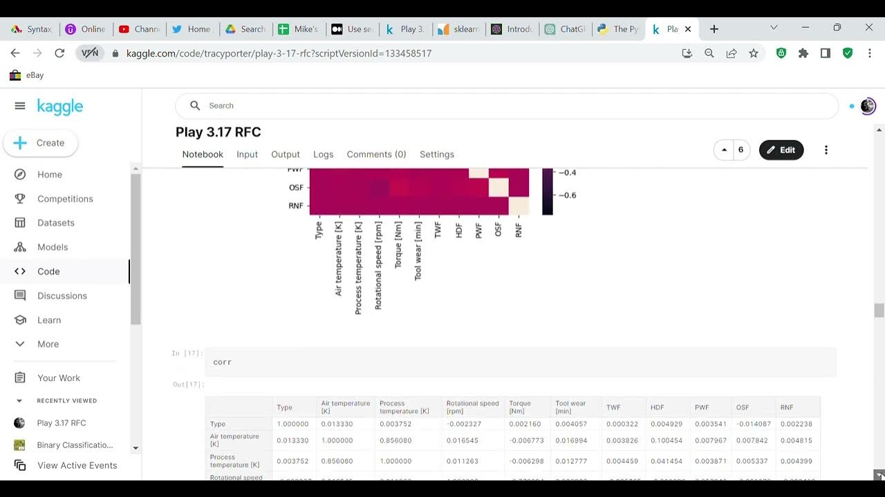 Code review: Kaggle season 3 episode 17 - machine failure with random forest classifier - YouTube