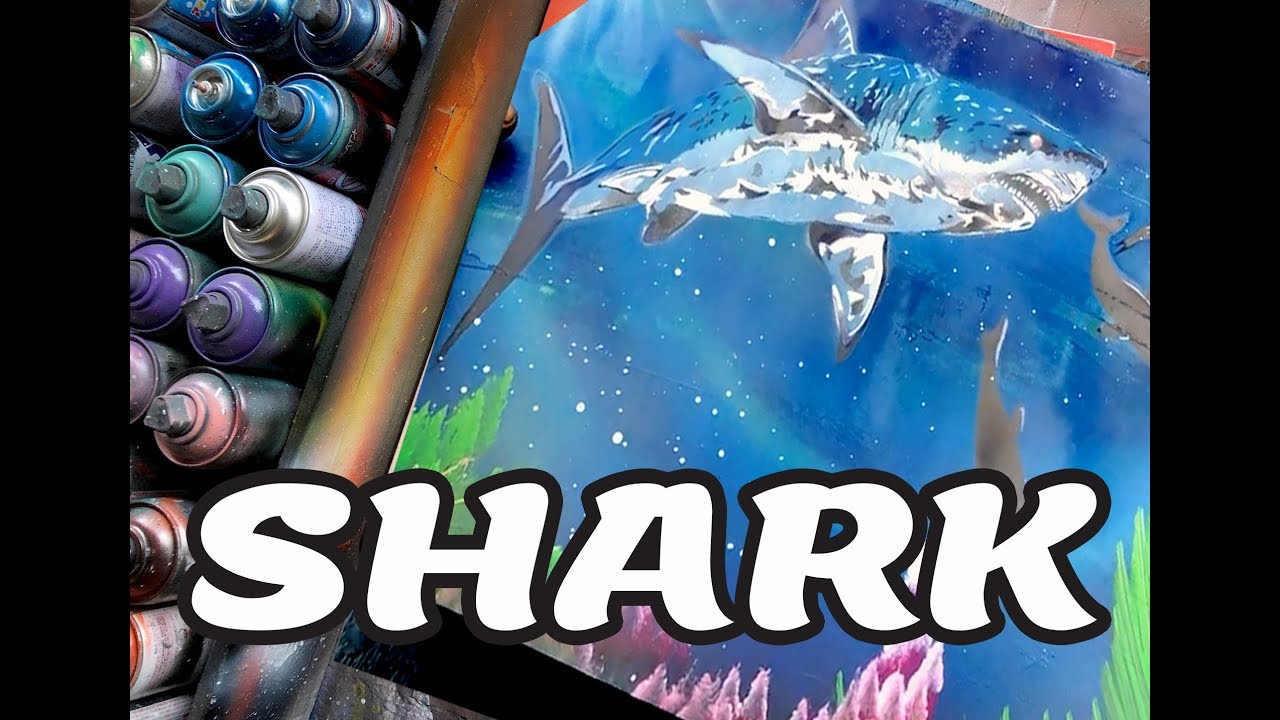 COOL SHARK (SPRAY PAINT ART) by Spray Art Eden スプレーペイントアートエデン - YouTube