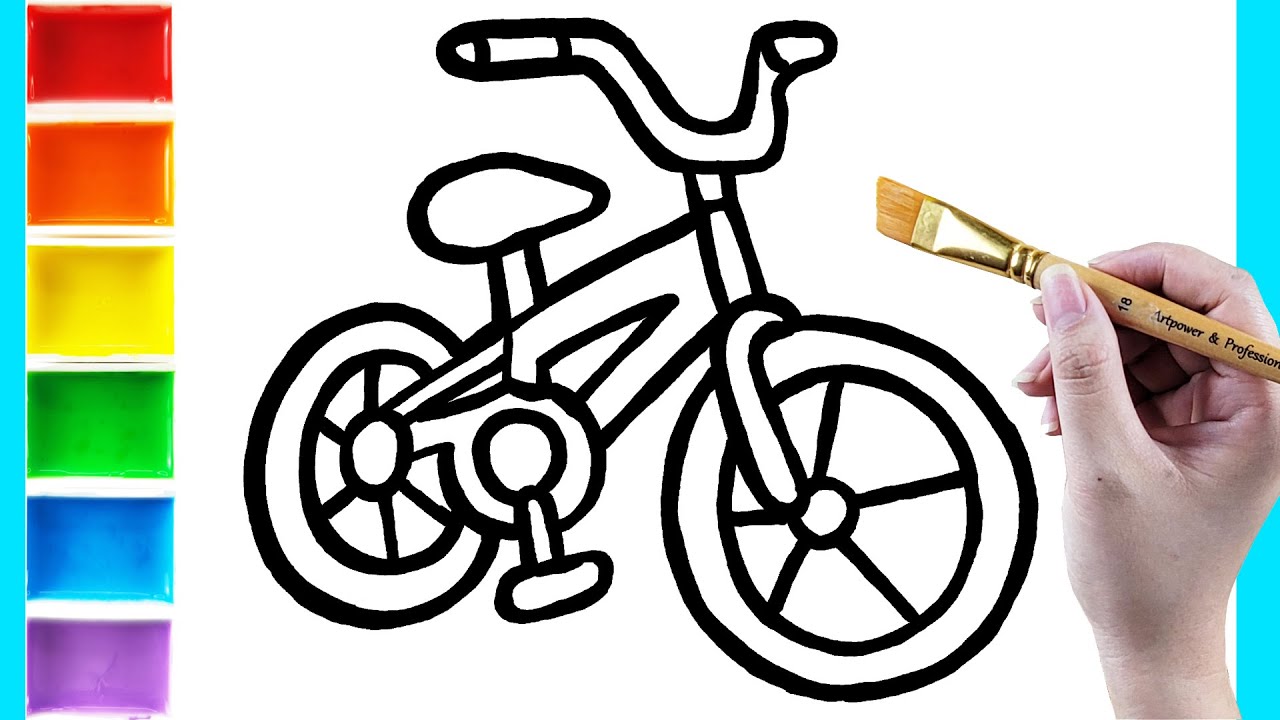 Drawing Bicycle Tutorial Step By Step for Toddlers, Kids, Children ...