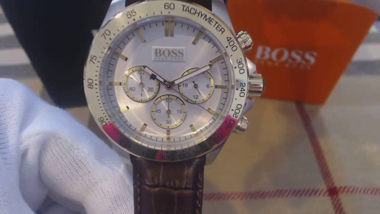 Men's Hugo Boss Chronograph Leather Strap Watch 1513174 - YouTube