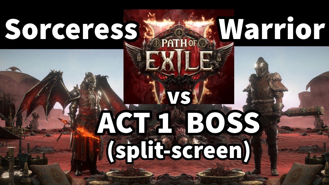 POE 2: Sorceress / Warrior split-screen comparison vs. Act 1 BOSS ...