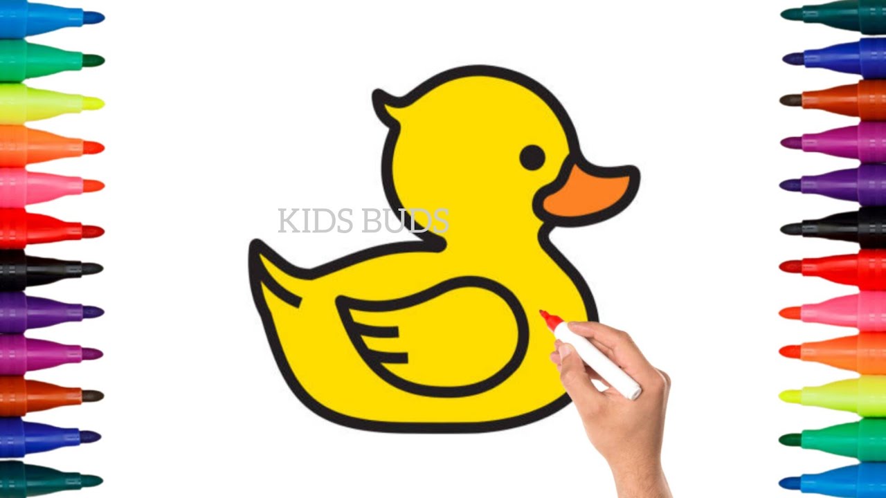 🦆Duck Drawing & Colouring for Kids🦆|🎨 Step by Step Easy method| Yellow ...