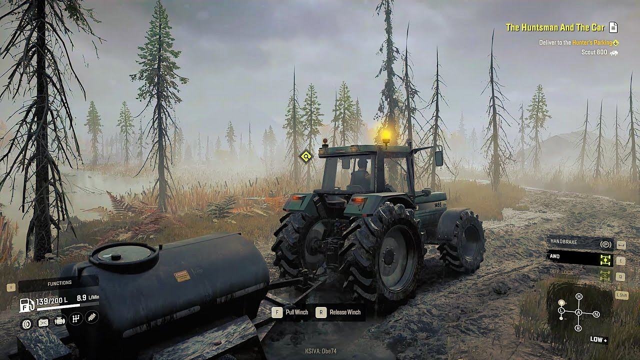 Tractor Case 1455 XL with fuel tank through the mud | SnowRunner Island ...
