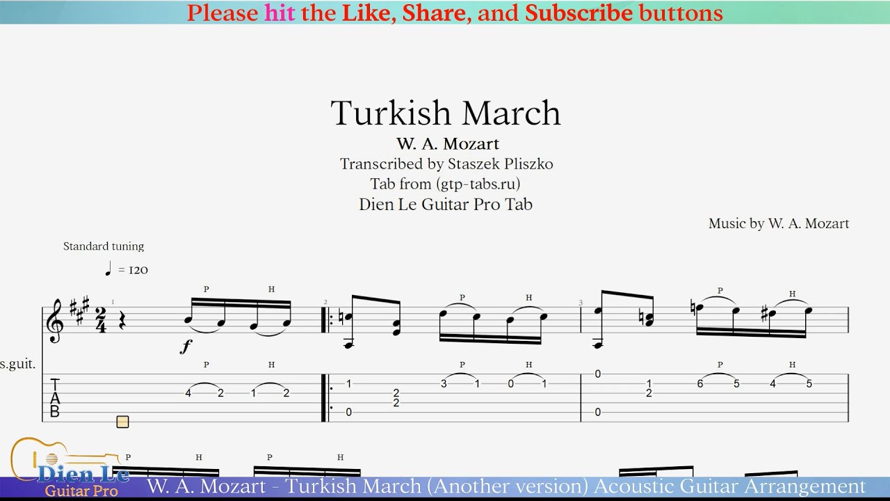 W. A. Mozart - Turkish March (Another version) Acoustic Guitar ...