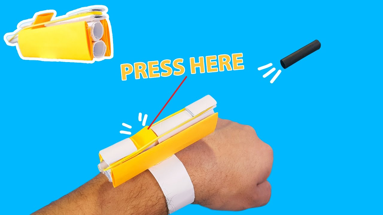 Paper Gun Watch that Shoots - EASY TUTORİAL. Paper Wrist Gun DIY ...