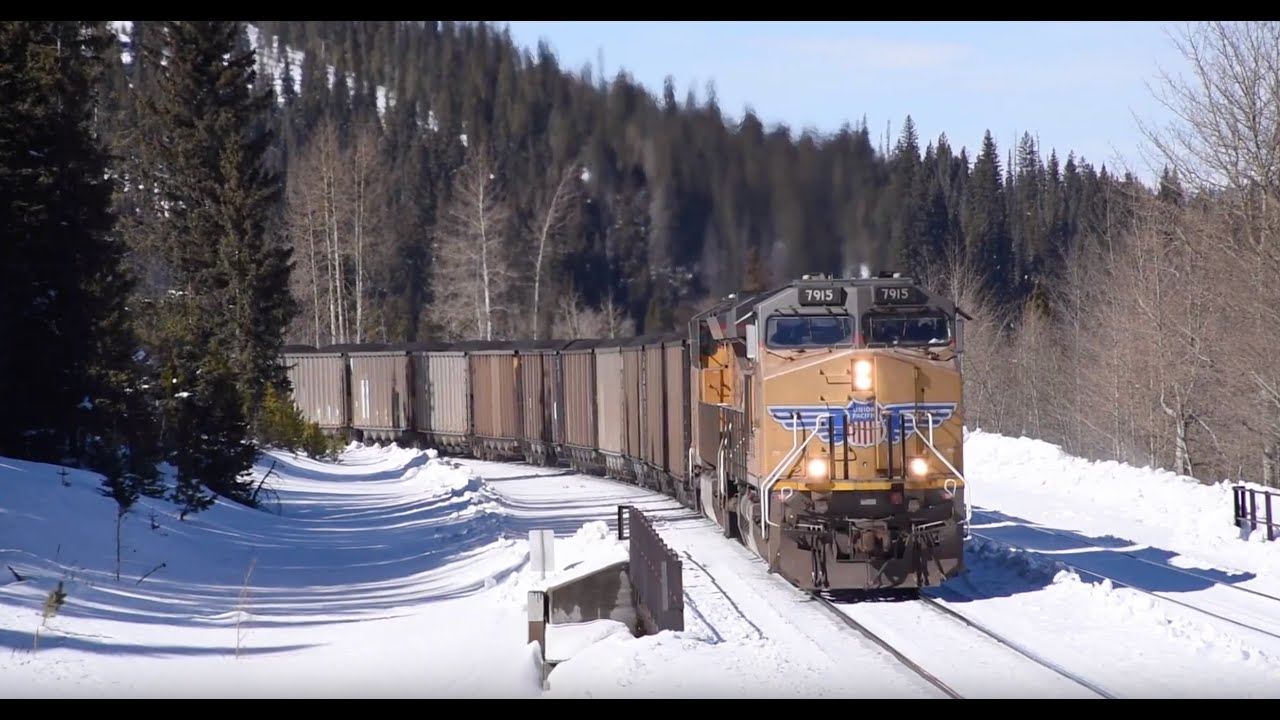 Loaded Coal Train Uphill in Snow, Ski Train, California Zephyr Moffat ...