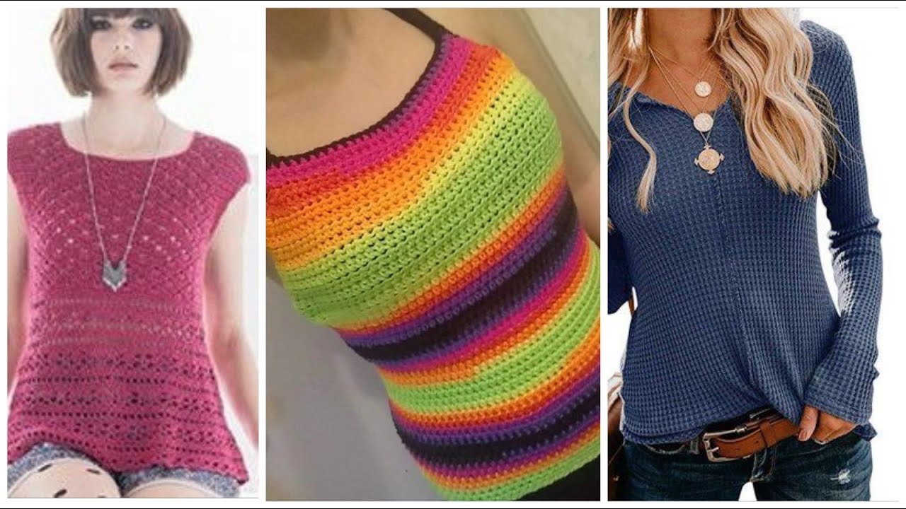 Latest colourful crochet blouse with new differnt patterns - YouTube